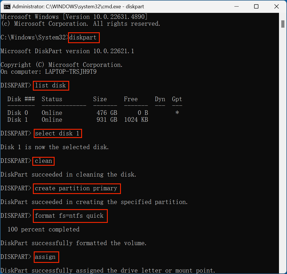 How to Erase a SSD with Command Prompt's Diskpart Tool?
