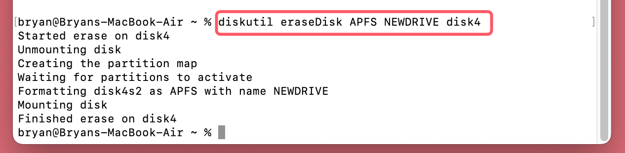 How To Use Terminal To Erase External Driveusb Drivesd Cardother